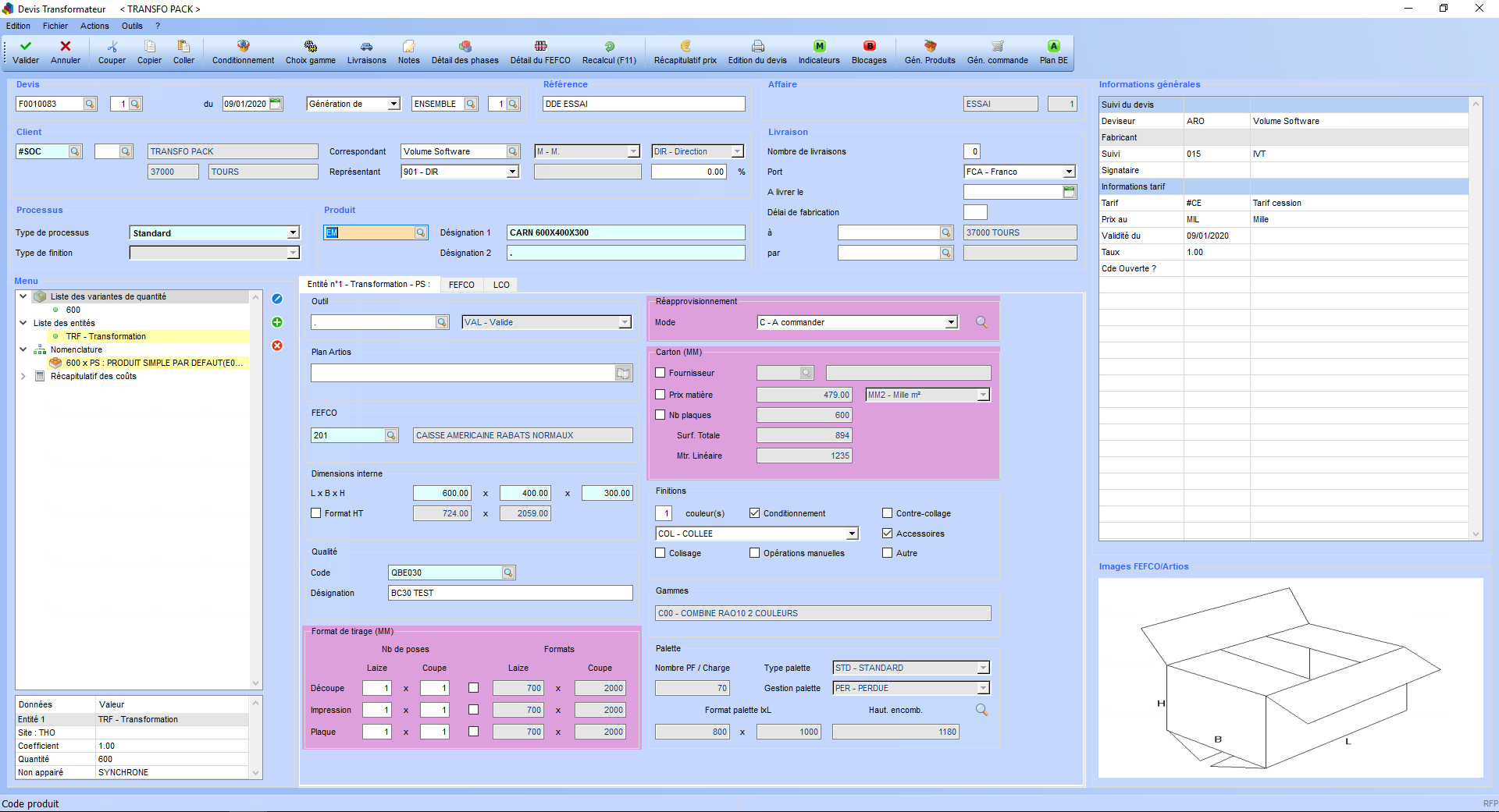 Le devis "Transformateur" de notre solution ERP VoluPack fait peau ...